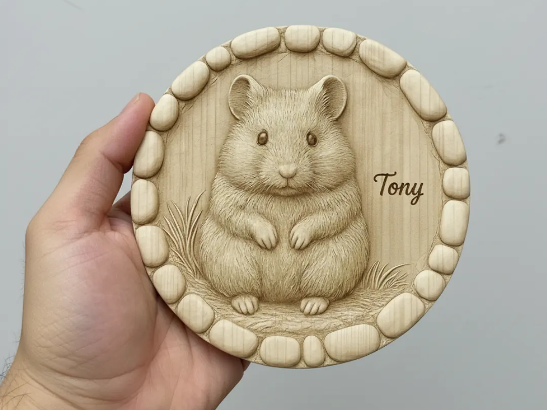 Laser Engraved Wooden Hamster Plaqu | Ready to Use Files - Atomm