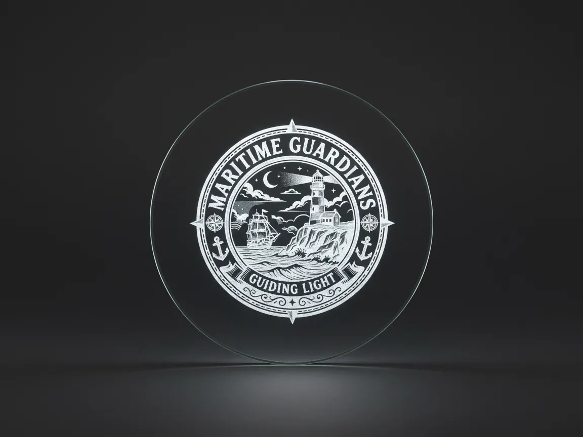 Laser Engraved Glass Plate Maritime Guardians Guiding Light Design ...