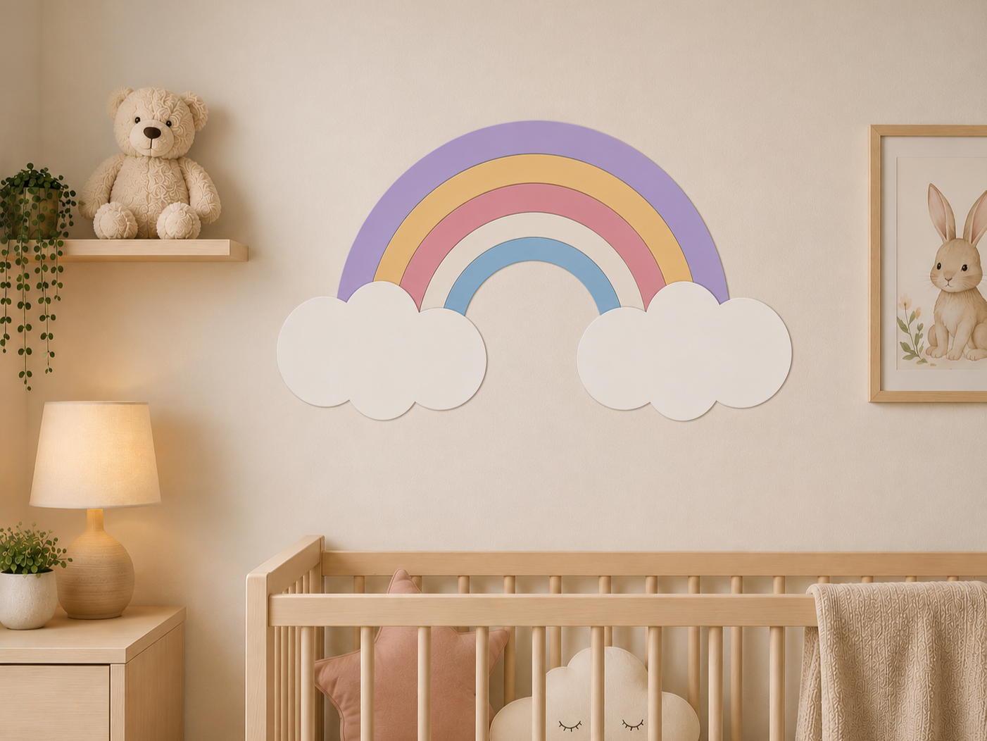 Pastel Rainbow Wall Art with Clouds for Nursery | Free Files - Atomm