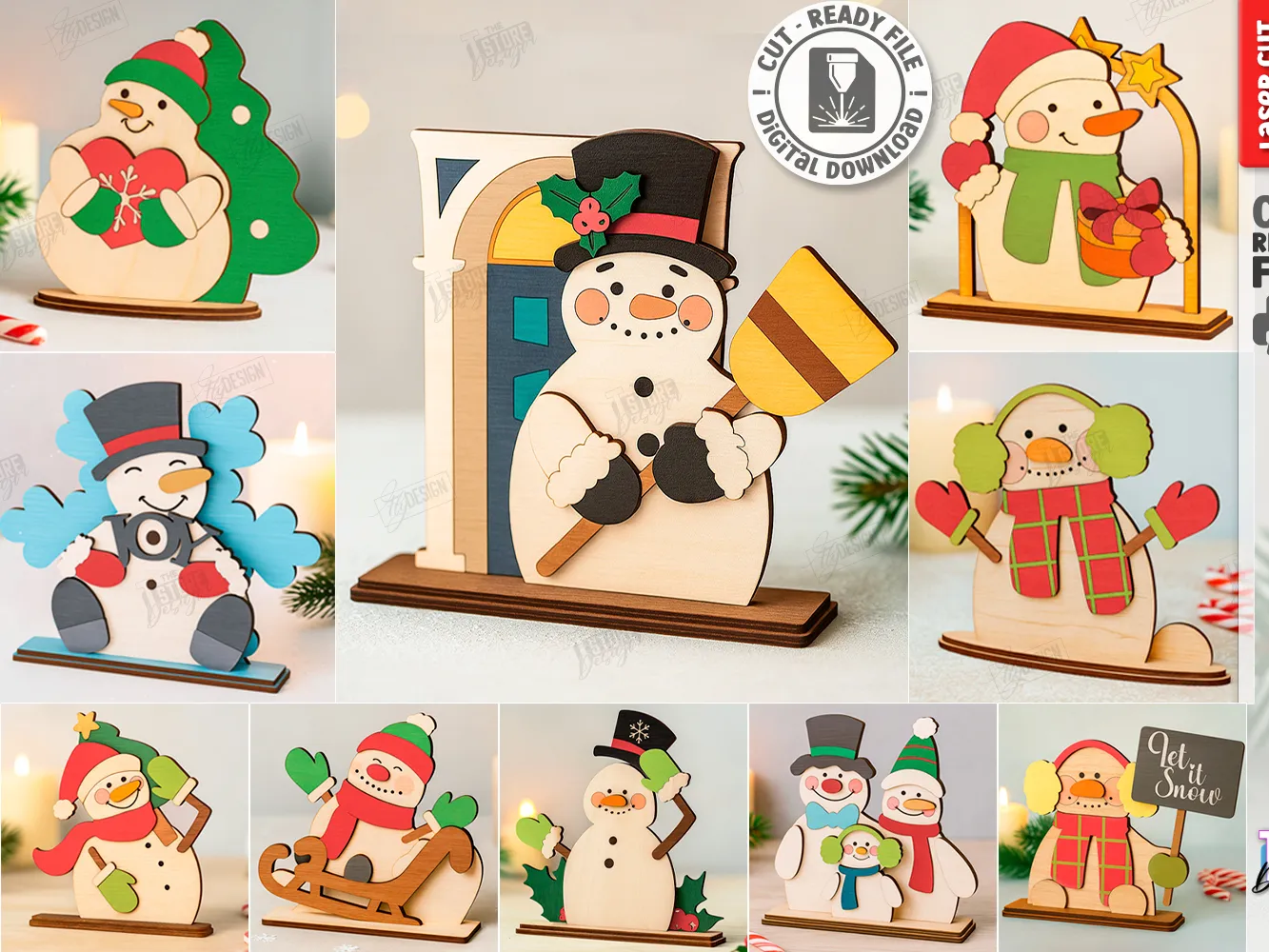 Laser cut and engrave | Wooden Snowman Laser Cut Bundle. Christmas ...