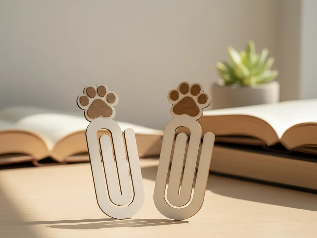 Laser Cut Wooden Paw Print Paper Clips Bookmarks | Free Files - Atomm