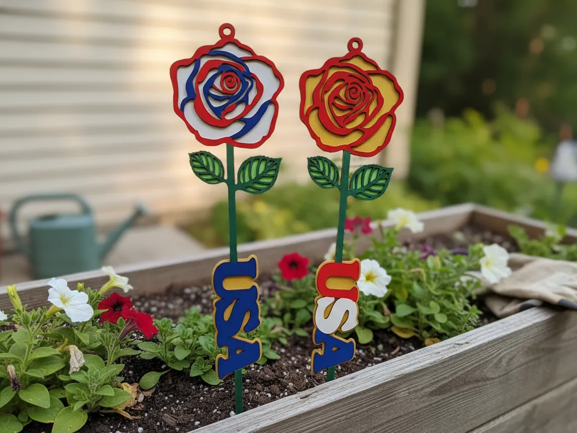 Patriotic Rose Garden Stakes with USA Text | Free Files - Atomm