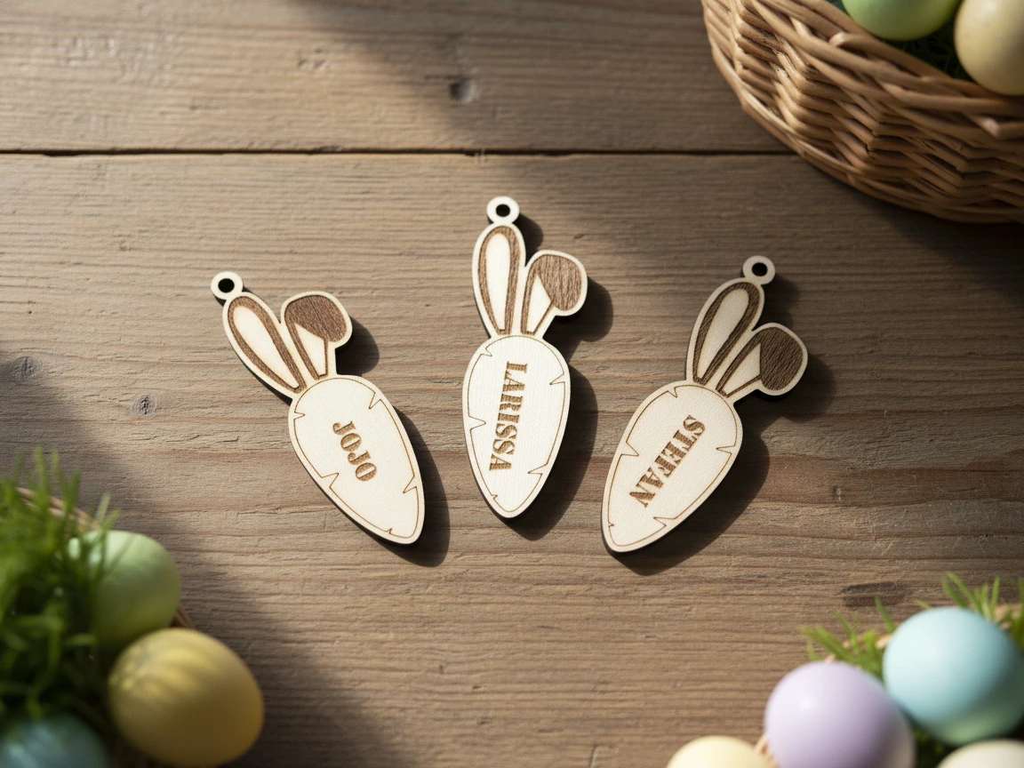 Laser Cut Wooden Carrot Name Tags for Easter Decoration | Ready to Use ...