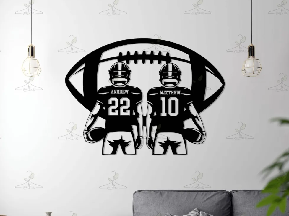 Personalized Laser Cut Football Player Wall Art Set with Names and ...