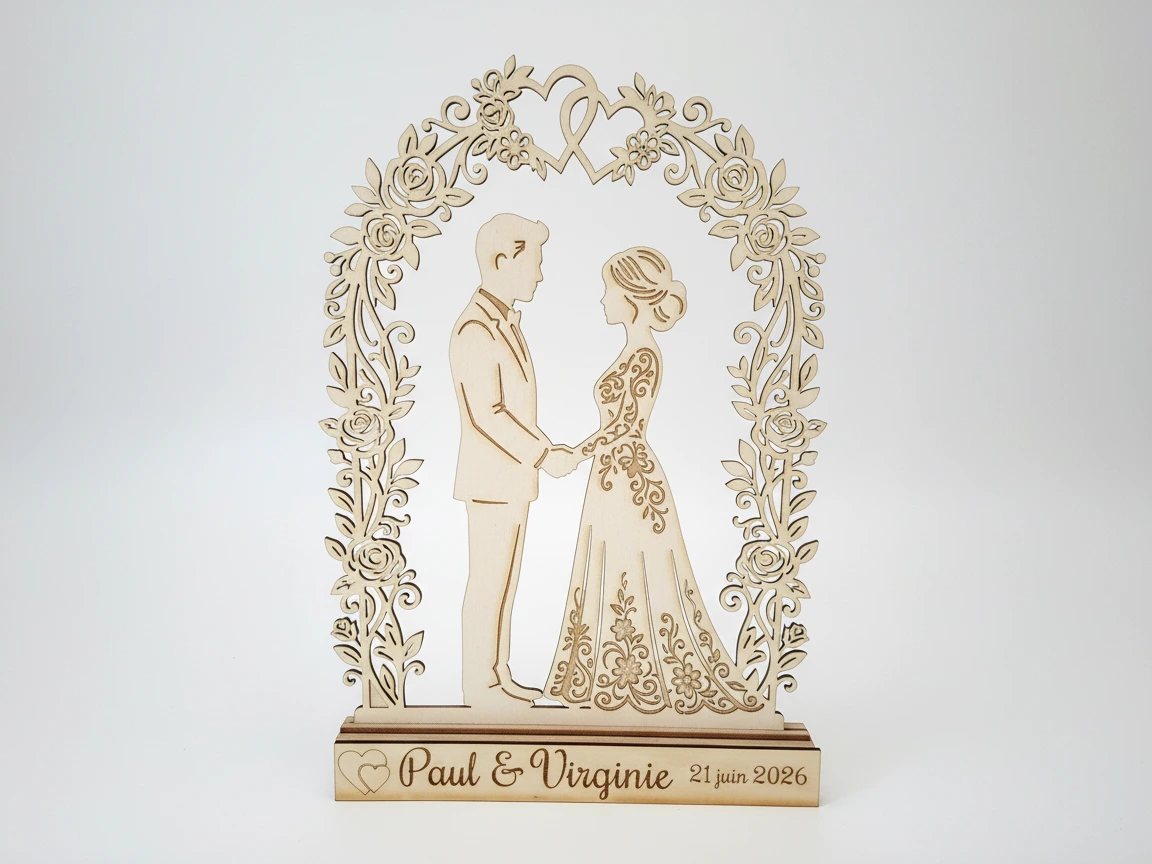 Figurine de mariage personnalisée avec arche florale pour les mariés ...