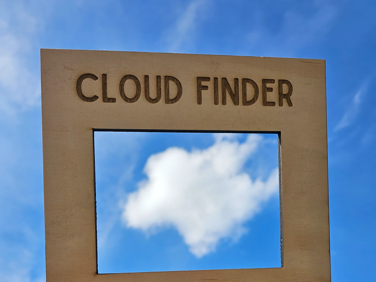 Laser Cut Wooden Cloud Finder Frame with Engraved Text | Free Files - Atomm
