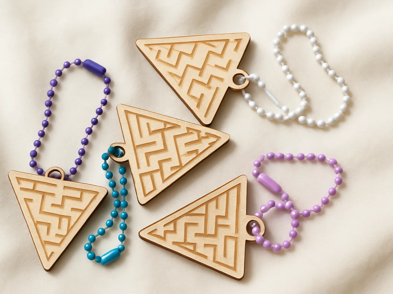 Laser cut and engrave | Laser Cut Wooden Triangle Maze Keychains with ...
