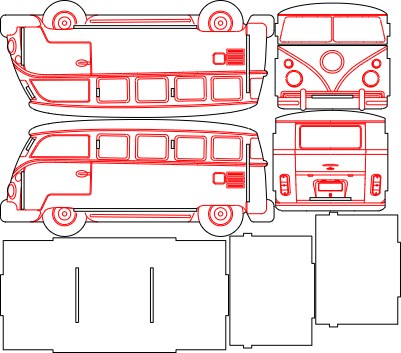 Retro Minivan Desk Organizer 3mm SVG File: Laser Cut Van Design ...