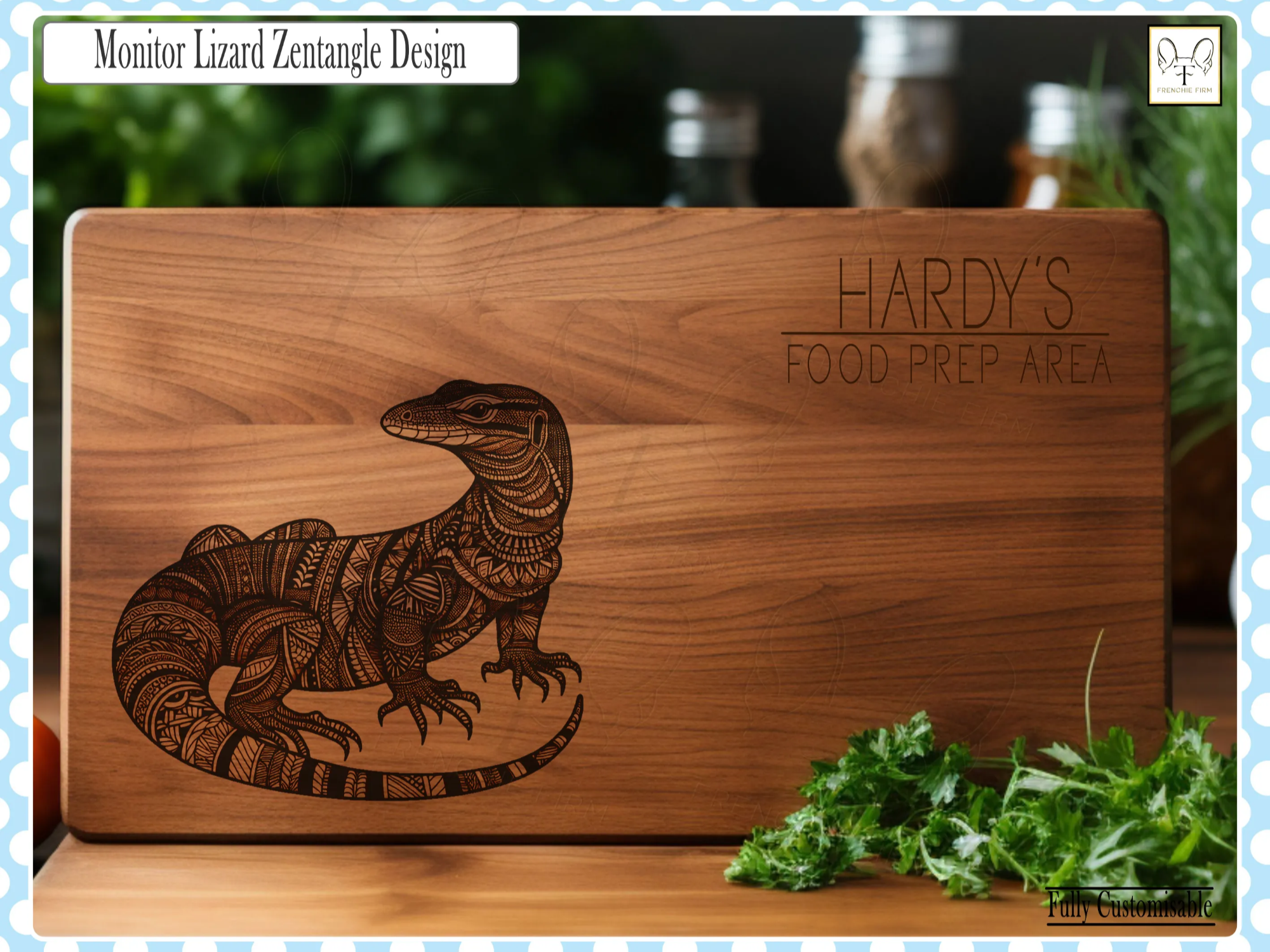 Laser Engraved Reptile Monitor Lizard Wooden Cutting Board Food Prep ...
