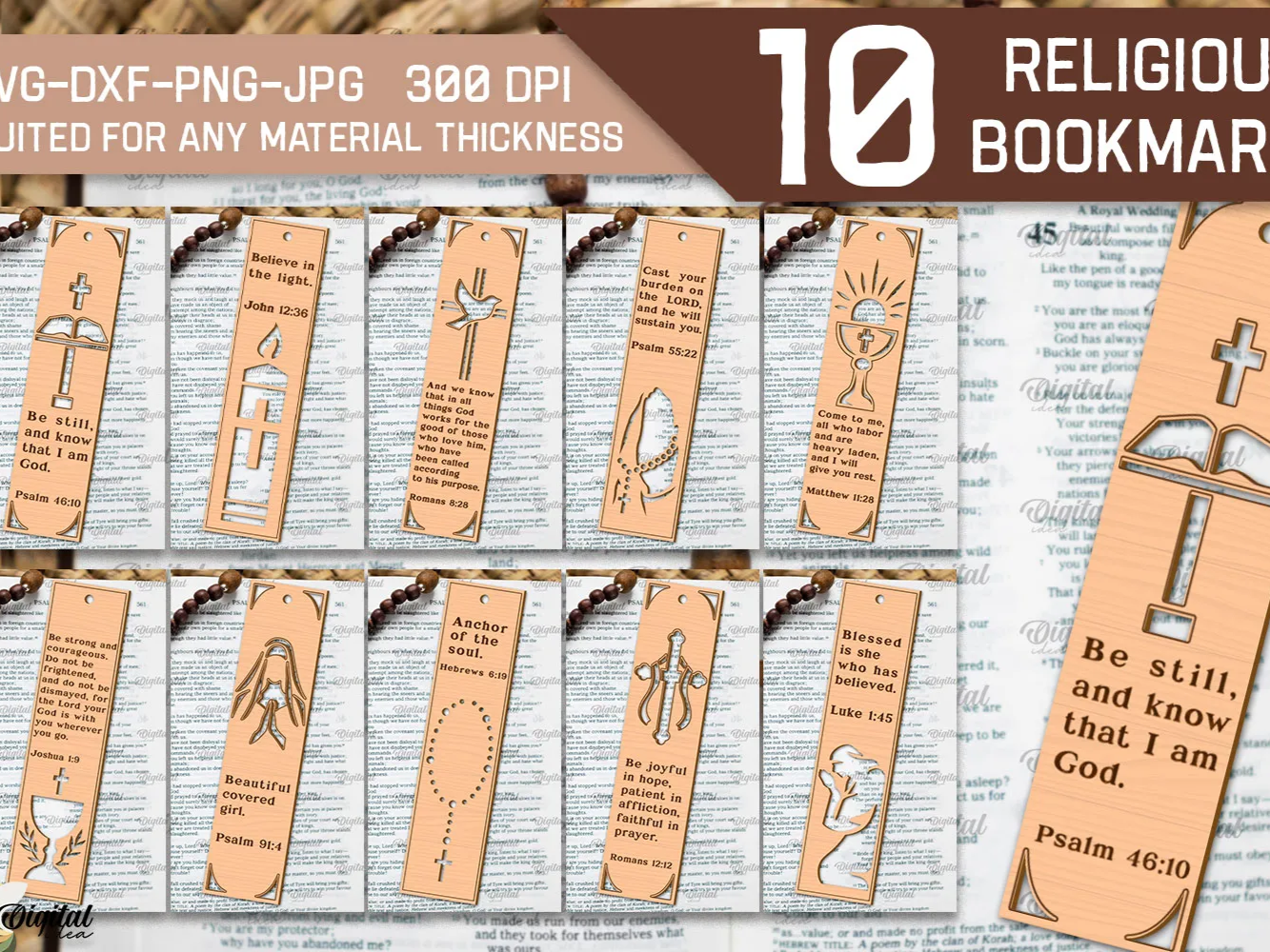 Wooden religious bookmarks Bundle laser cut. Christian engraved ...