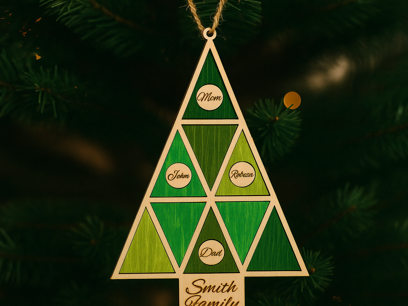 Laser Cut Personalized Wooden Christmas Tree Ornament with Custom ...