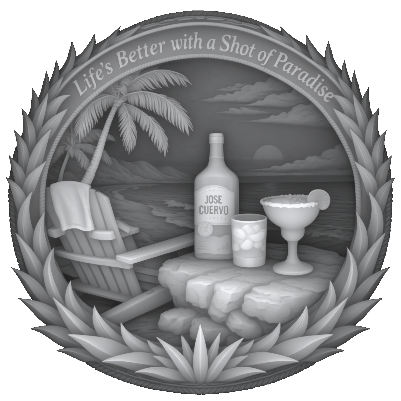 Beach Scene Relief Coaster or Coin Featuring Tequila Bottle and ...