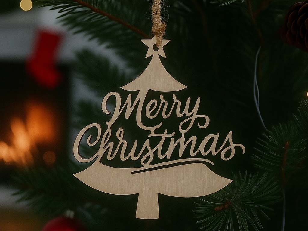 Laser Cut Merry Christmas Tree Holiday Ornament Decoration | Free Files ...