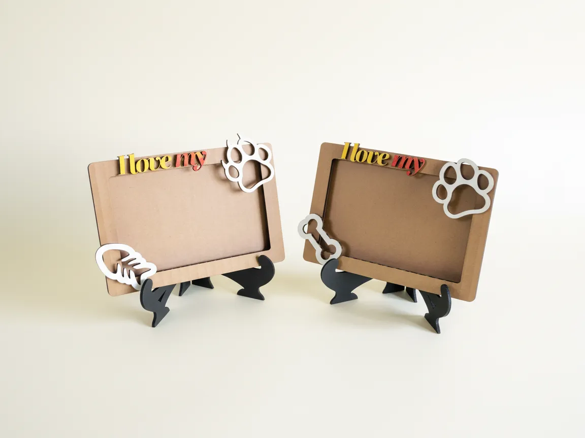 Laser Cut I Love My Pet Photo Frame with Paws and Bones Decorations ...