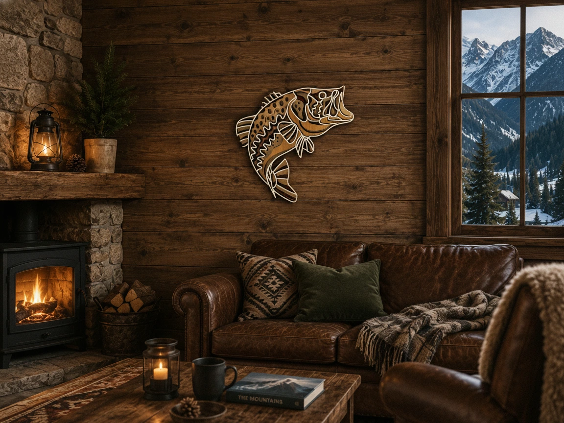 Trophy Bass Multilayer SVG XCS | 7 Layer Lodge Style Wooden Wall Decor ...
