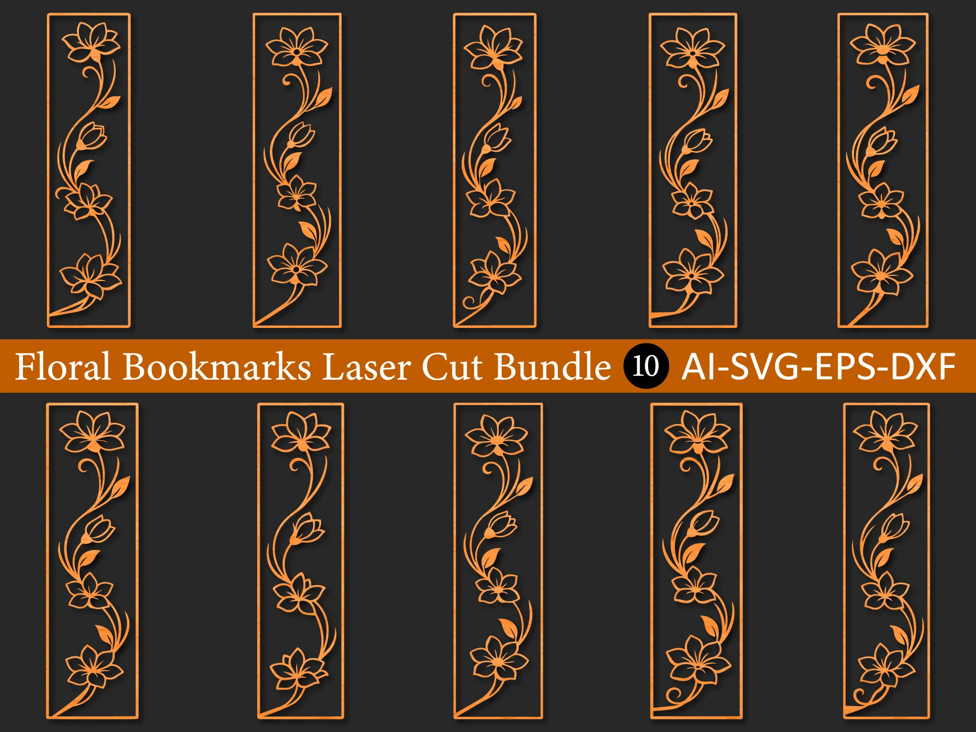 Floral Bookmarks Laser-Cut Bundle | Ready to Use Files - Atomm