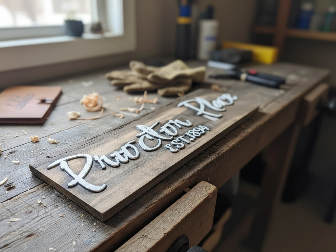 Rustic Wood Laser Cut Custom Name Sign with Raised Letters | Free Files ...