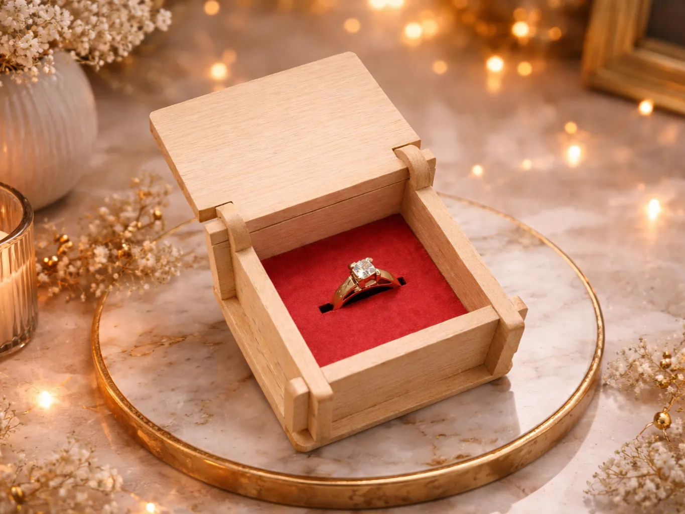 Laser Cut Wood Ring Box for Wedding SVG | Wooden Ring Holder Template ...