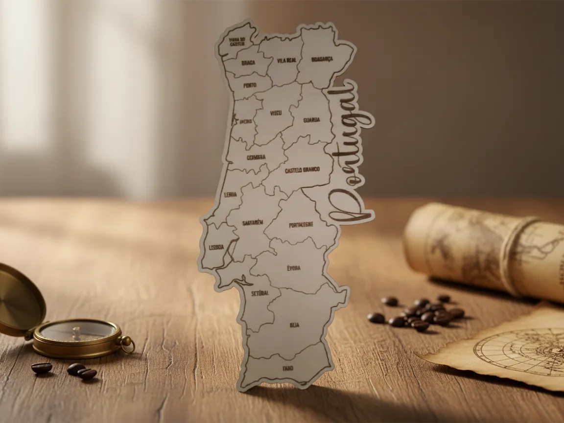 Laser Cut Wooden Map of Portugal with Region Names | Free Files - Atomm