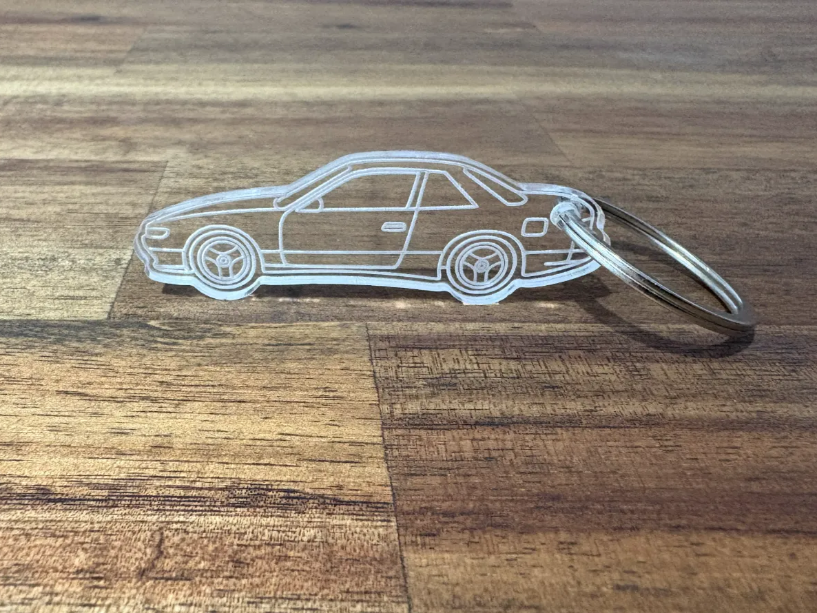 s13 Silvia Laser Engraved Clear Acrylic Car Keychain with Metal Ring ...