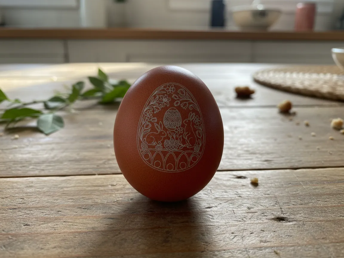 Laser Engraved Easter Egg with Bunny and Floral Design | Free Files - Atomm