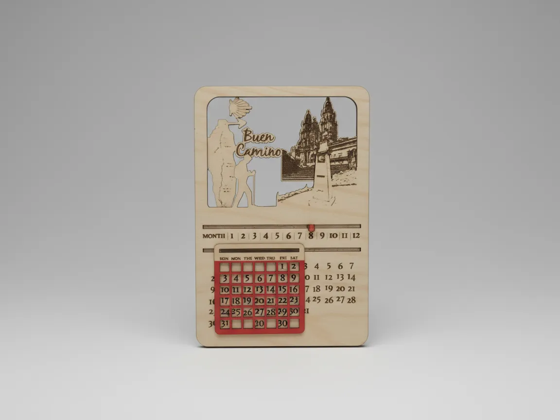 Laser Cut Wooden Perpetual Calendar With Buen Camino Engraving | Free ...