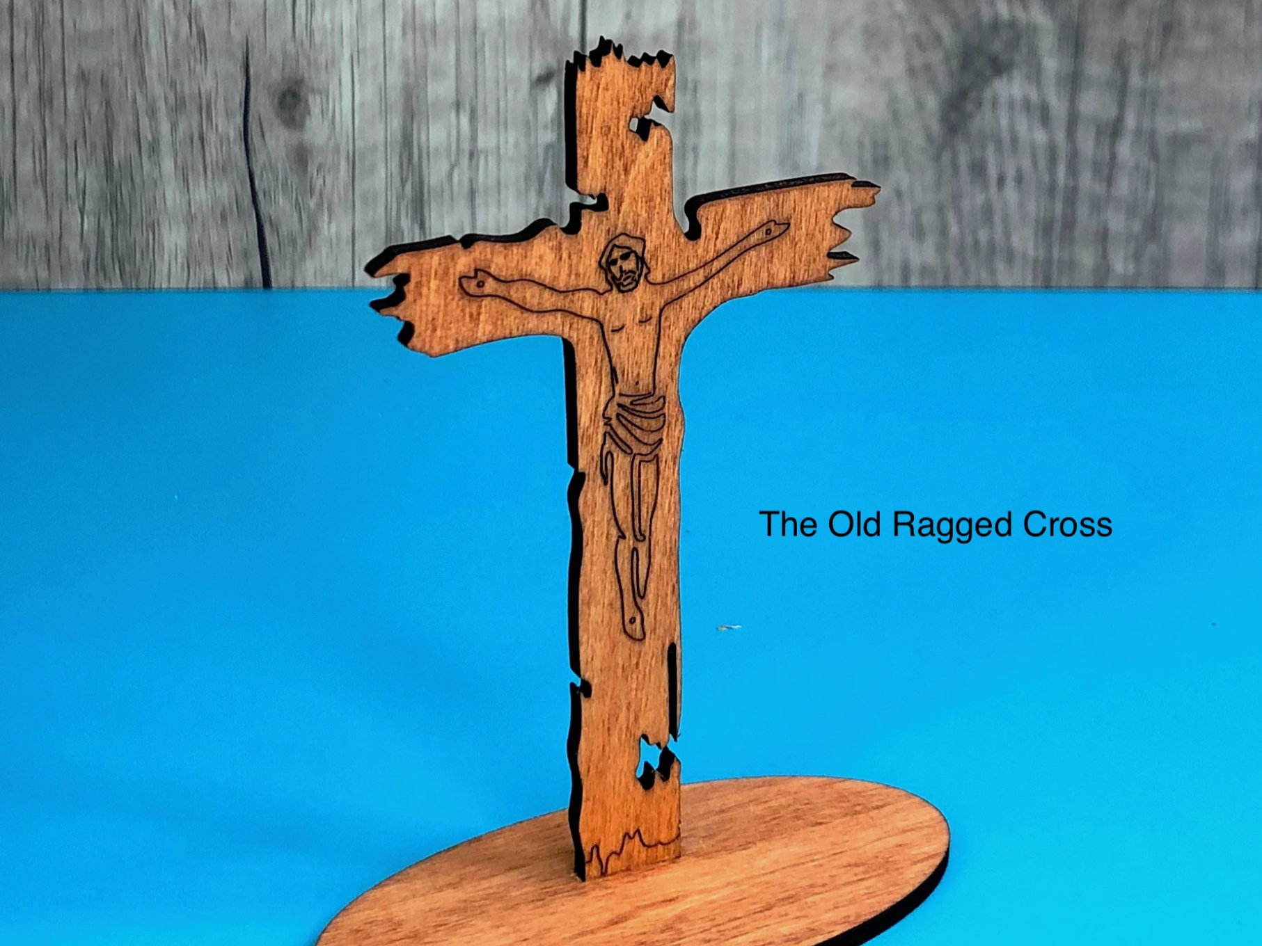 The Old Ragged Cross Wooden Desk Decoration | Ready to Use Files - Atomm