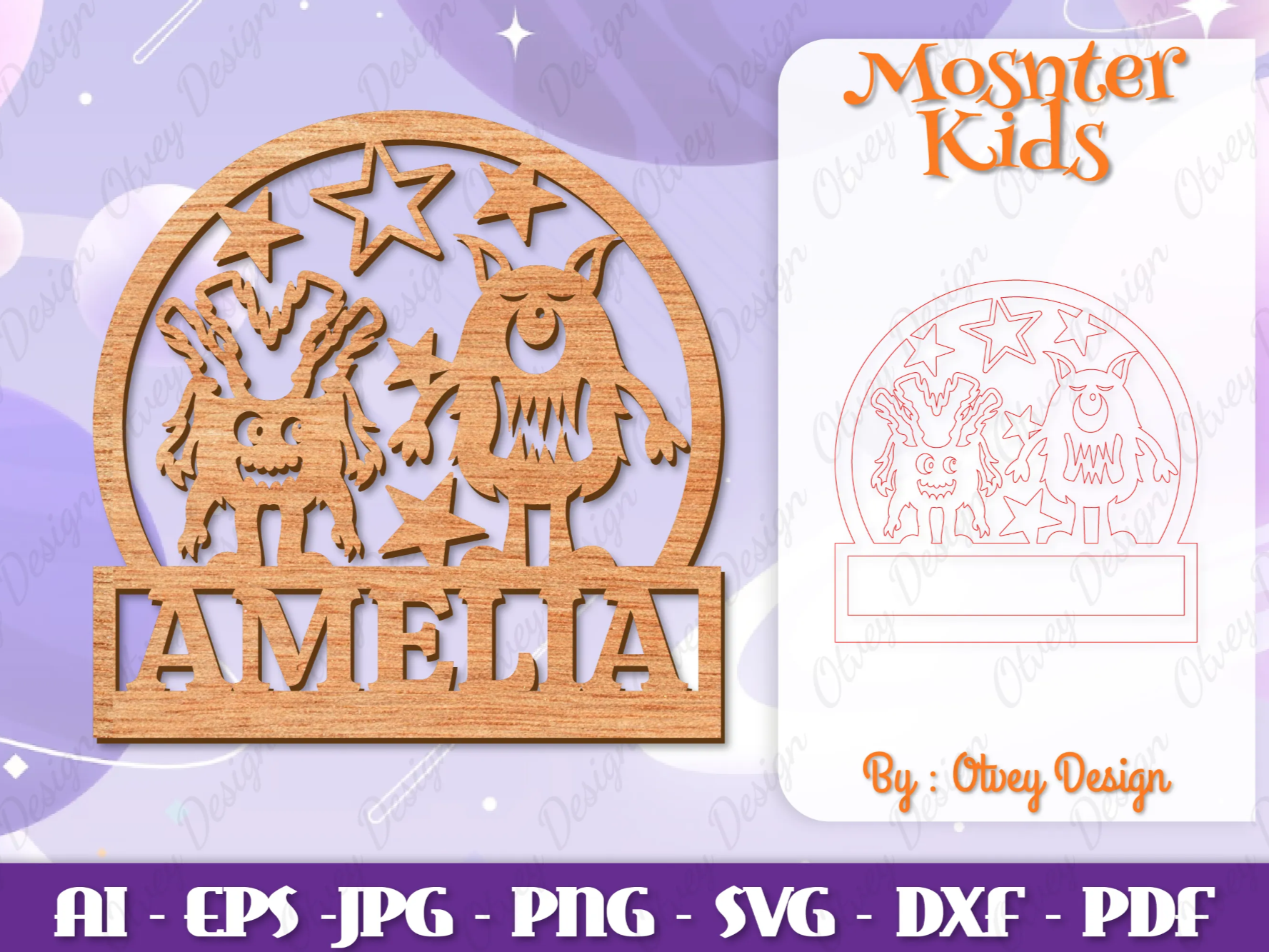 Laser cut and engrave | Monsters Kids Name Sign Lasercut | Ready to Use ...