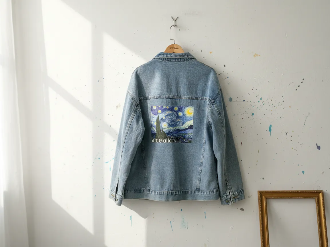 Denim Jacket with Starry Night Art Gallery Print | Free Files - Atomm