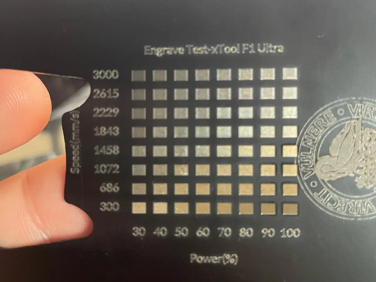 Laser Engrave & Score Black Steel Test Plate with Speed and Power ...