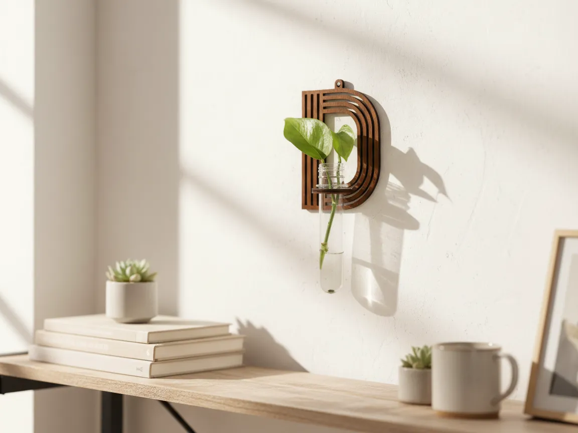 Laser‑Cut Wooden Letter Propagation Station – Minimalist Wall Plant ...