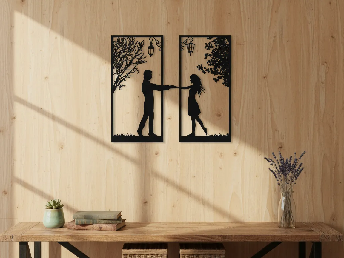 Laser Cut Romantic Couple Silhouette Wall Art Decor | Free Files - Atomm
