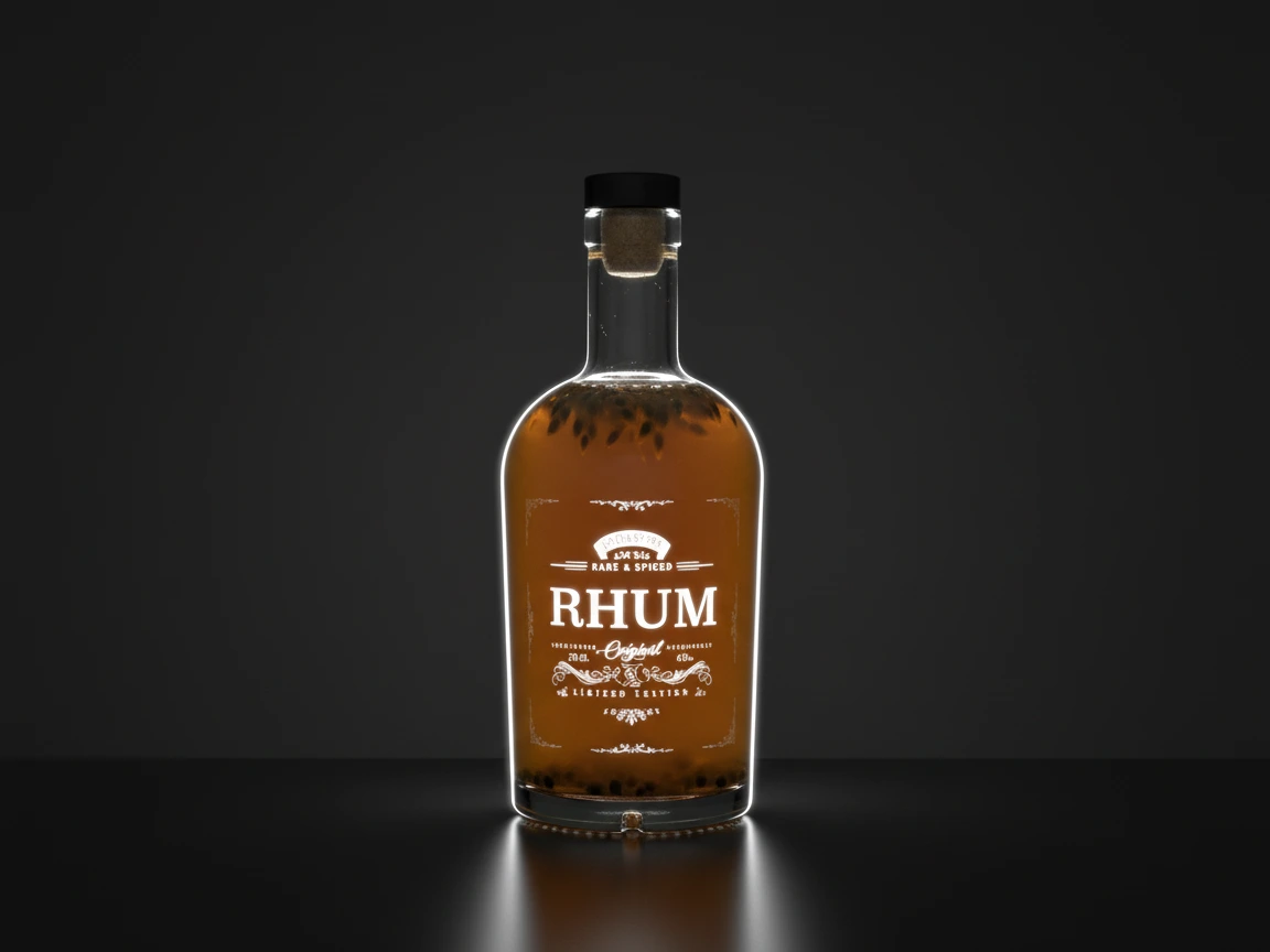 Laser Engraved Glass Bottle with RHUM Label and Cork Stopper | Free ...