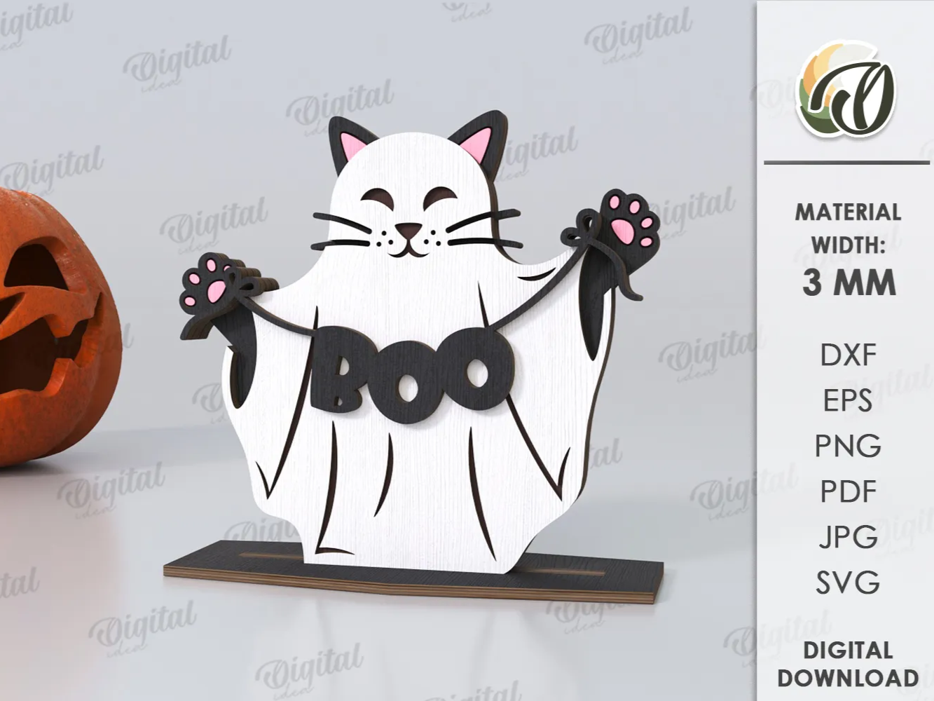 3D Halloween pet stand. Animal ghost laser cut. Farmhouse shelf sitter ...