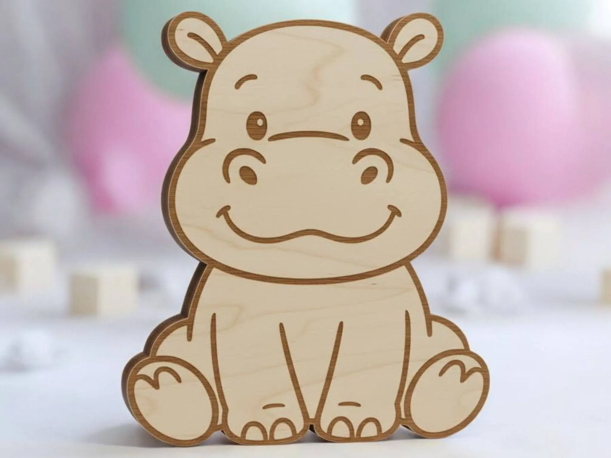 Laser cut and engrave | Cute baby Hippo - Wall Art Decor - Nursery ...