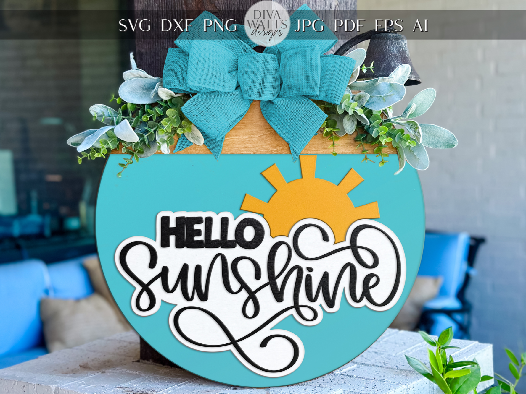 Laser cut and engrave | Hello Sunshine Door Hanger SVG | Layered Sun ...