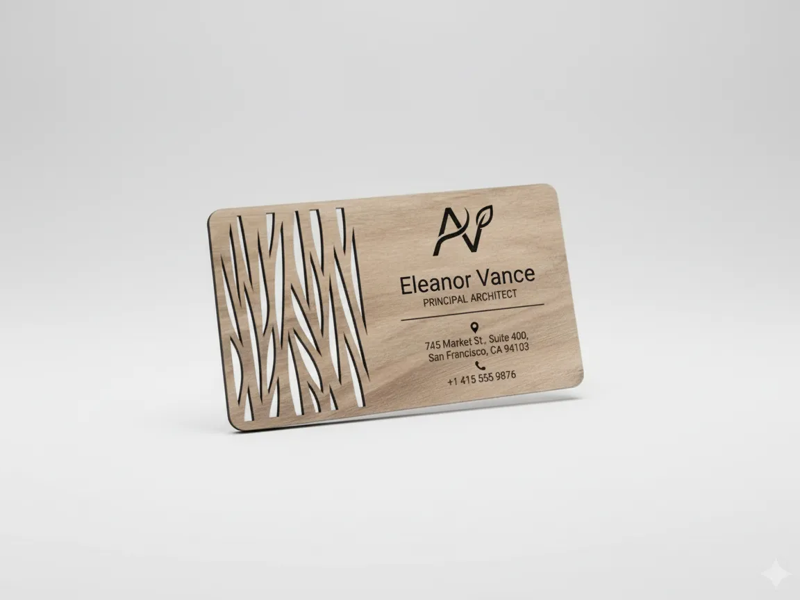 Laser Cut Wooden Business Card with Custom Engraving and Logo | Free ...