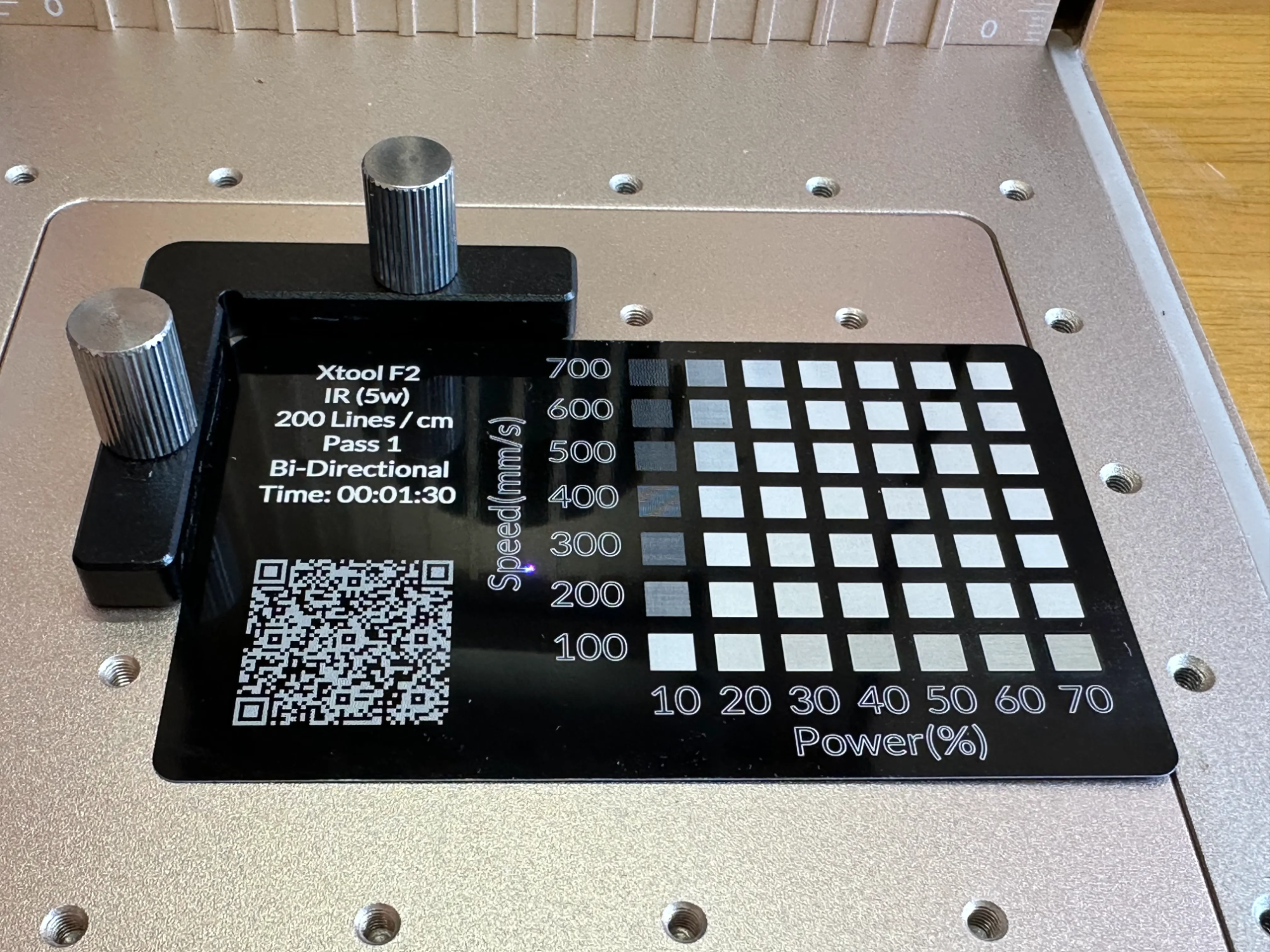 Black Coated Aluminum Card - IR Speed / Power Test Grid with QR Code ...