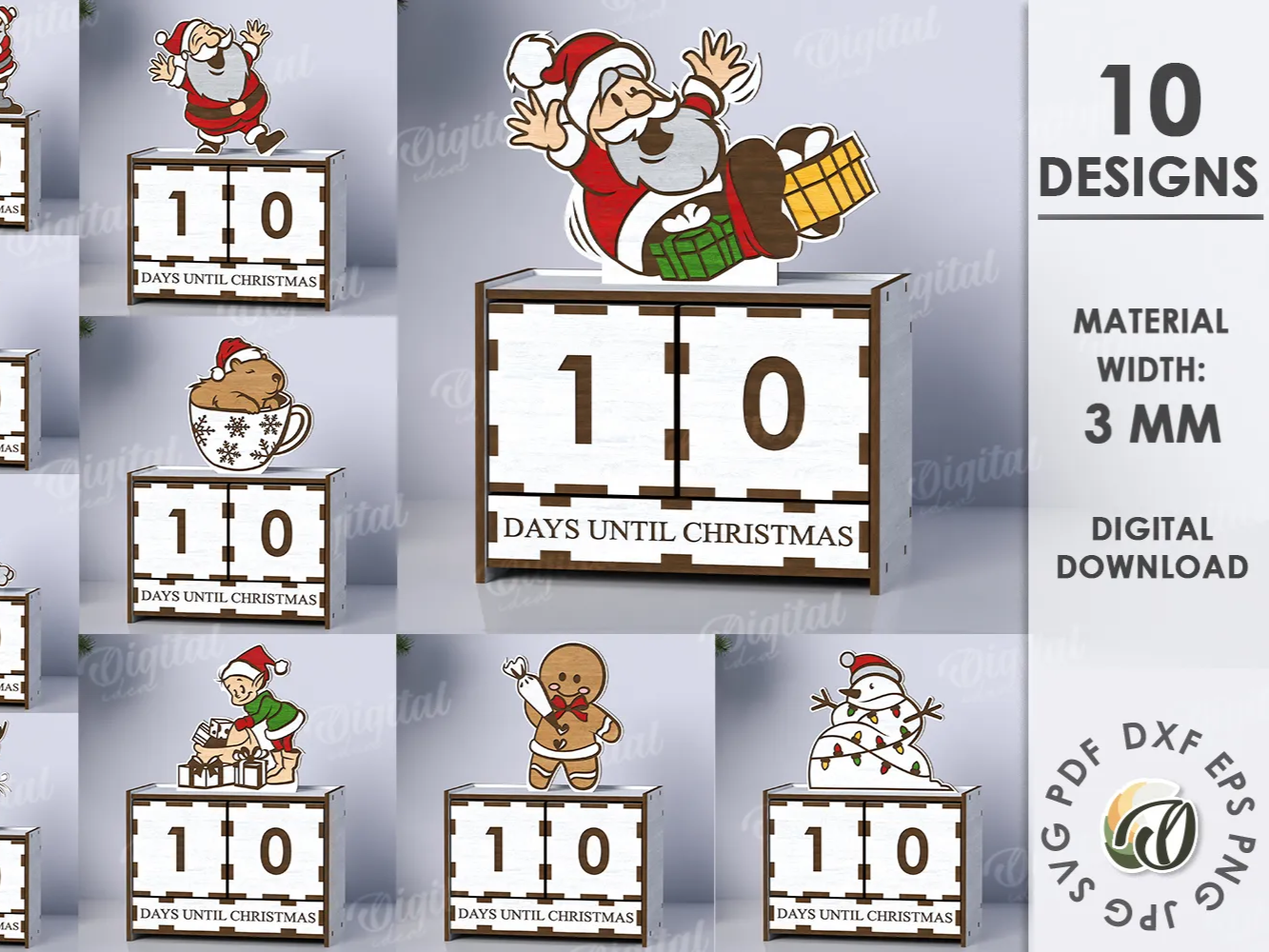 Laser cut and engrave | 3D Christmas countdowns bundle. Block calendar ...