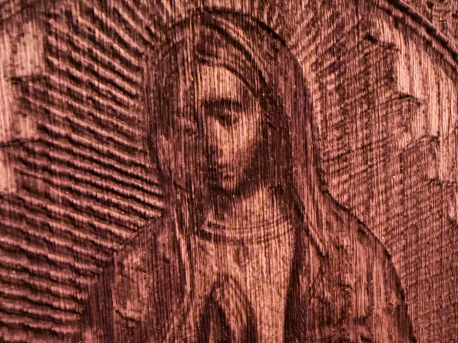 Laser Engraved Wooden Religious Icon of Virgin Mary | Free Files - Atomm
