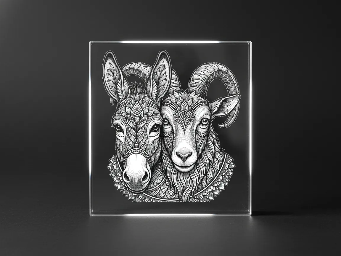 Donkey and Goat Mandala Style Acrylic Block Display | Free Files - Atomm