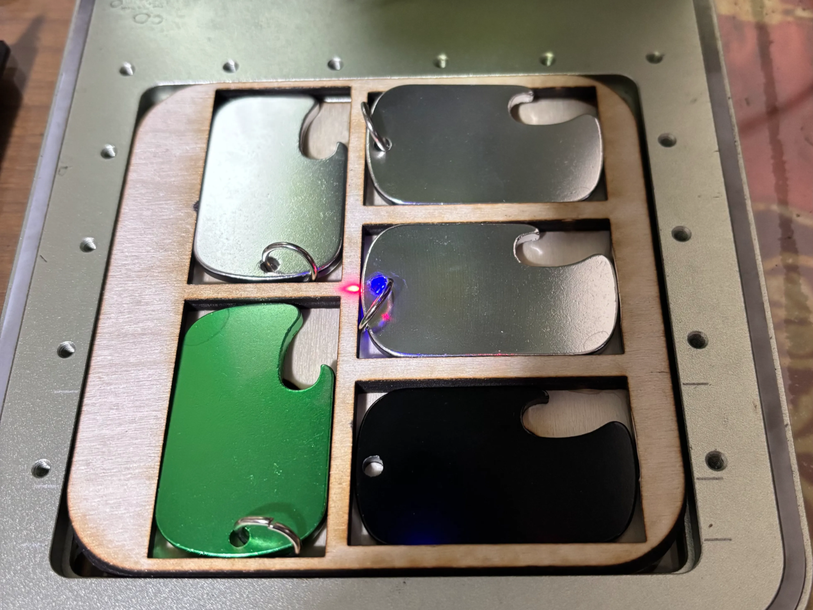 Laser Cut Wooden jig for Metal Keychain Blanks in Multiple Colors ...