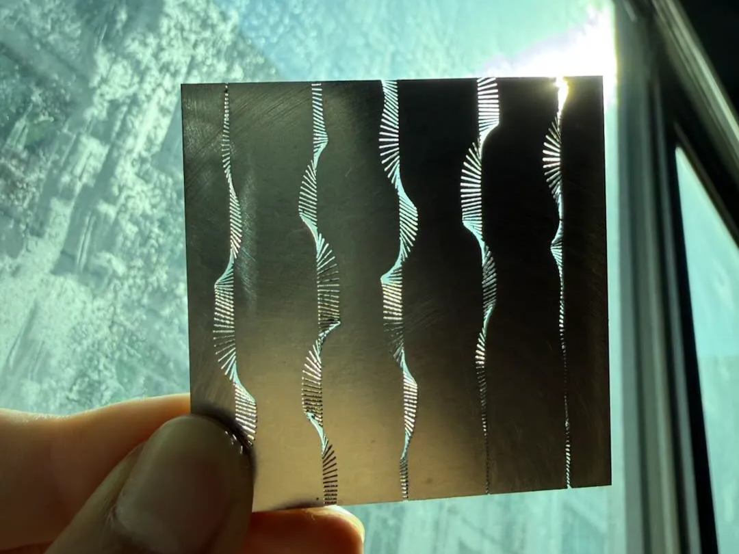 Laser Cut Metal Sample with Curved Patterned Strips | Free Files - Atomm