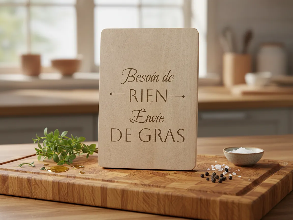 Planche en bois gravé au laser Besoin de rien Envie de Gras | Free ...