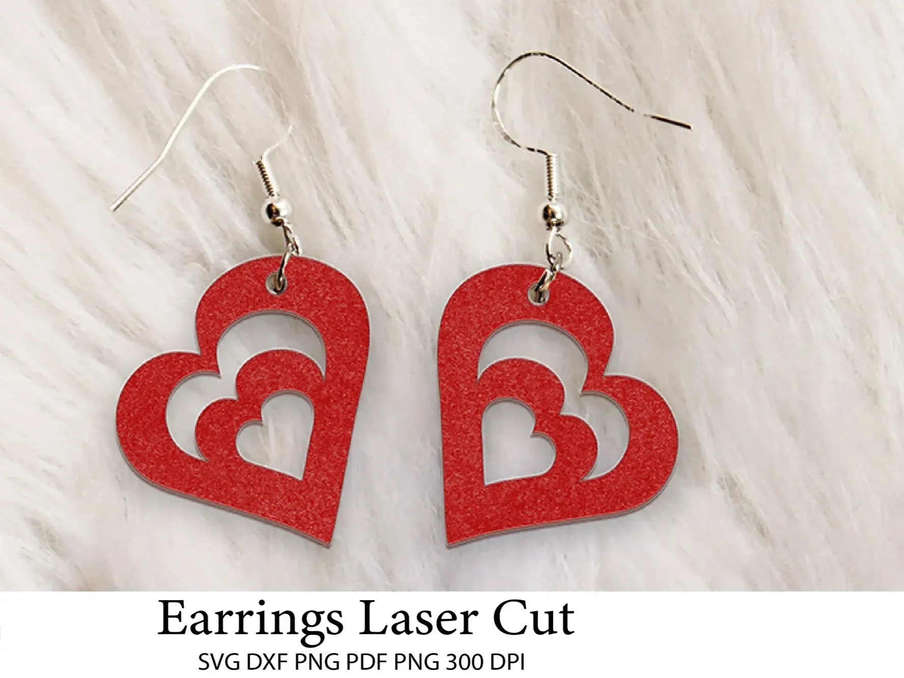 Laser Cut Red Heart Earrings with Double Heart Design | Ready to Use ...