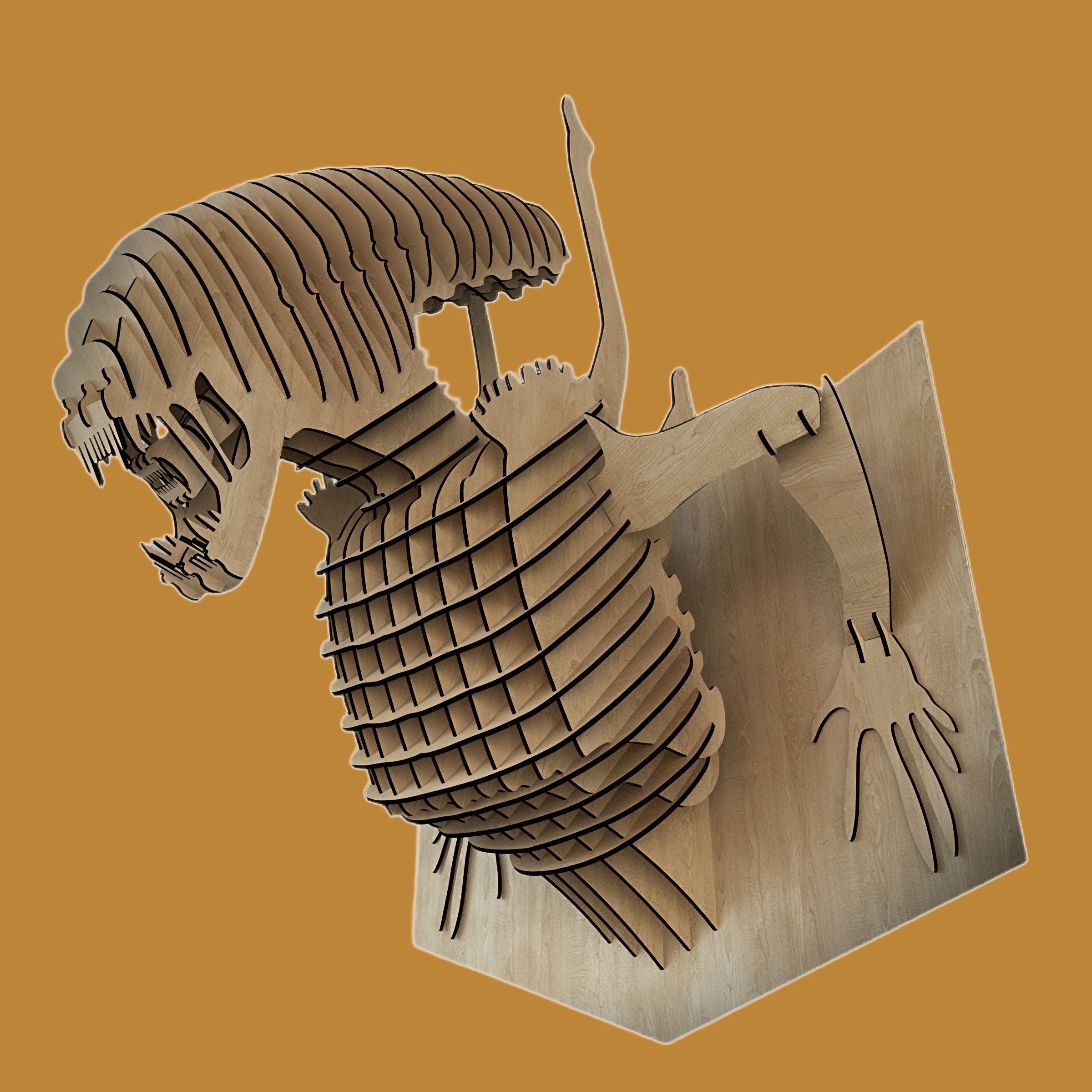 Alien 3D Wall Decor Laser Cutting Template Free Vector | Free Files - Atomm