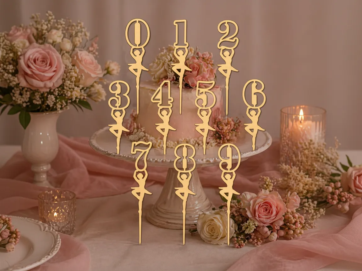Ballerina Cake Topper SVG Bundle | Numbers 0–9 | Ballet Birthday Decor ...