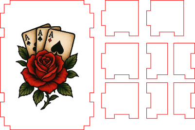 support pour jouer aux cartes avec motif rose et as (pour pioche ou ...