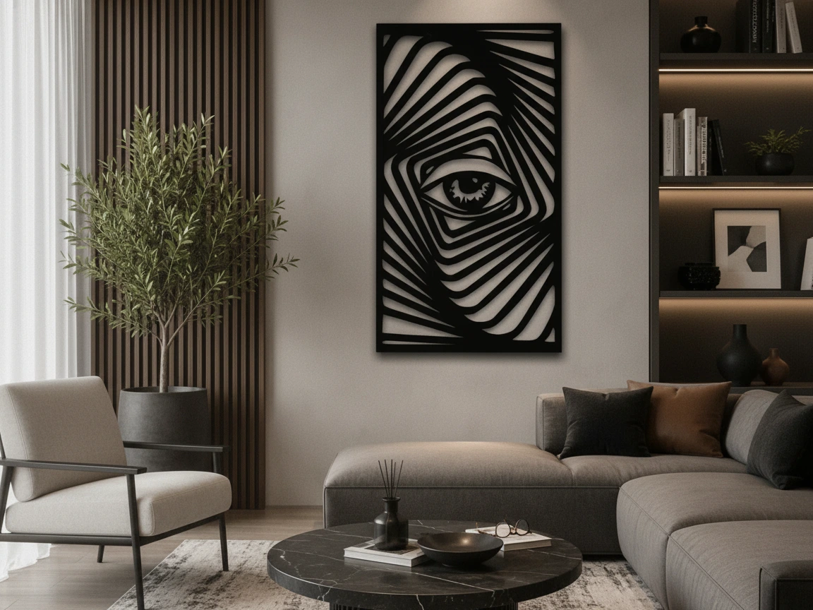 Optical Illusion Eye SVG XCS | Contemporary Wooden Wall Art | Laser Cut ...