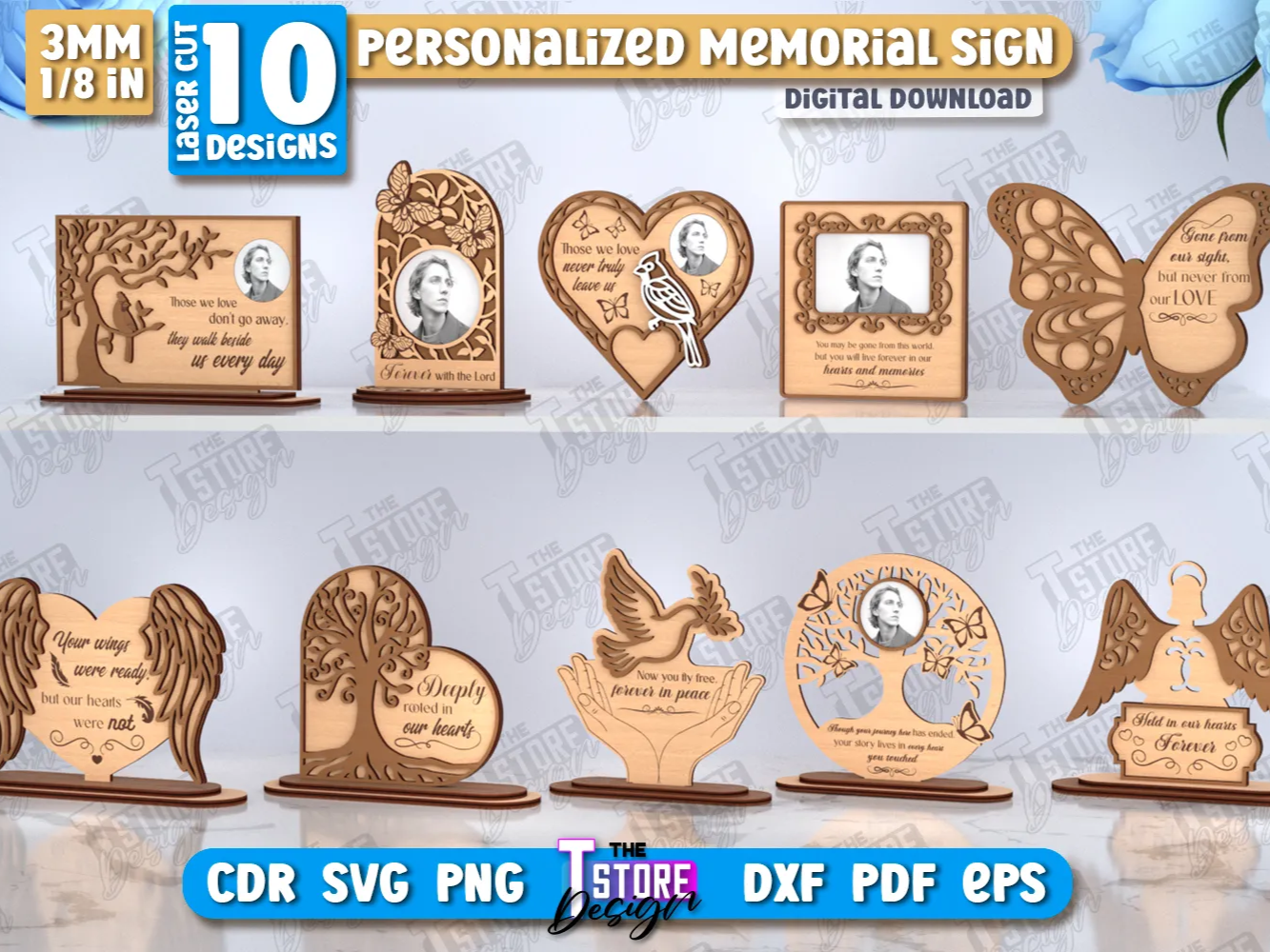 Personalized Memorial Signs Laser Cut Bundle, Memorial Plaques SVG ...